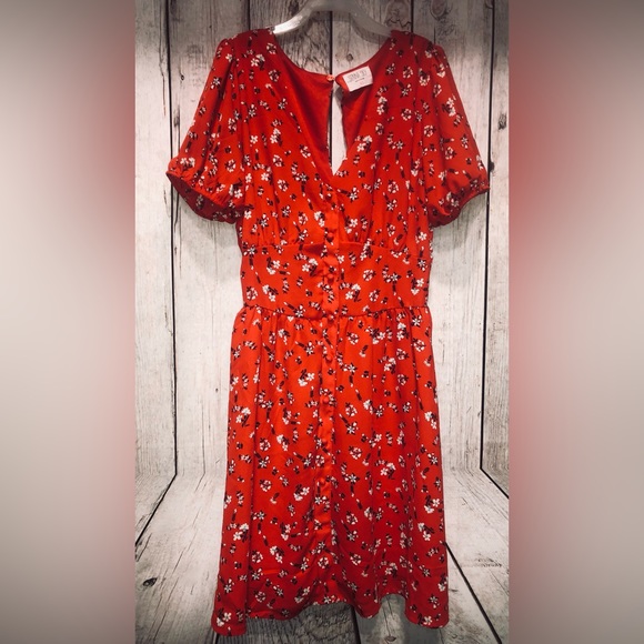Sienna Sky | Dresses | Sienna Sky Red Floral Dress Juniors Size Xs ...